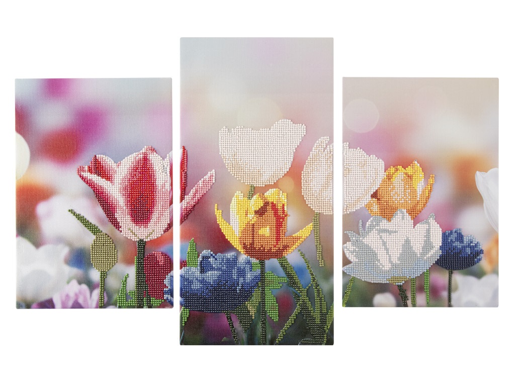 Pictură cu diamante triptică Flori CraftID CR2119/GE - Multimasimex